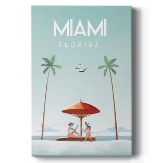 Illustrated Miami Beach II Premium Gallery Wrapped Canvas - Ready to ...