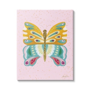 Stupell Glitzy Butterfly on Pink Canvas Wall Art Design by Kelley ...