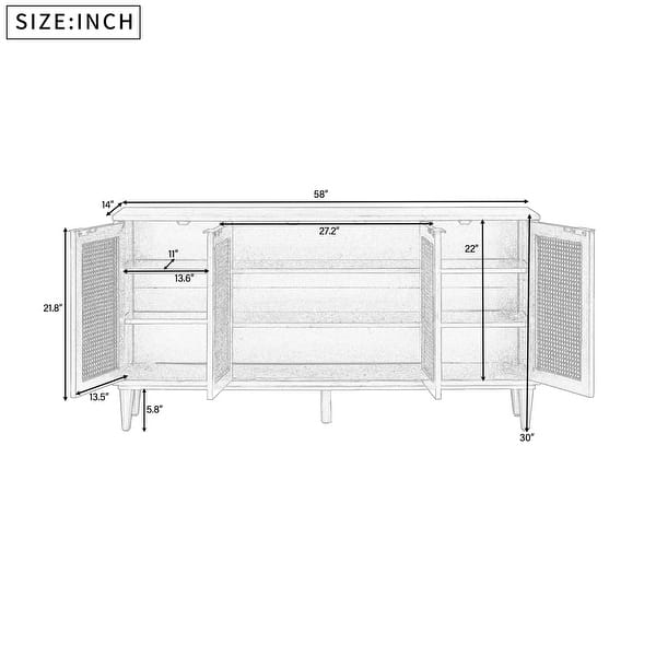 Large Storage Space Sideboard with Artificial Rattan Door - Bed Bath ...