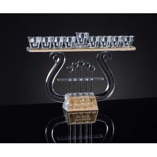 Crystal menorah Harp Shape with Jerusalem Made 24 k gold p 8.5"HX11"W ...