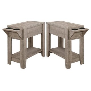 12" Taupe Wood End Table in Dark Taupe - Set of 2 - 54 x 84 - Bed Bath ...