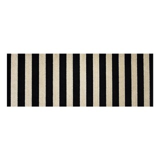 2' x 6' Black and Tan Wide Stripe Washable Runner Rug - 3'6" - Bed Bath ...