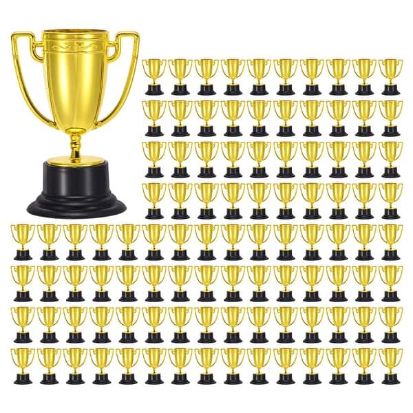 100Pcs Mini Gold Trophies Award Cups Plastic 3.3Inch Small Sports ...
