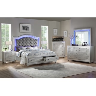 Shiney Silver Bedroom Set with LED lighting - Bed Bath & Beyond - 40408861