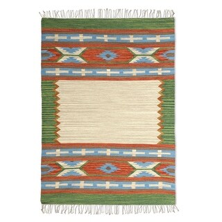 Handmade Indian Style Wool dhurrie rug (India) - Big - Bed Bath ...
