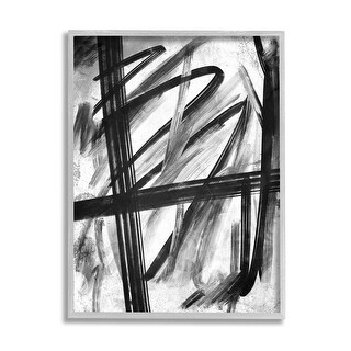 Stupell Lively Abstract Linework Black and White Design Framed Wall Art ...