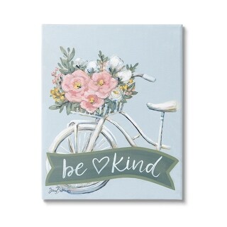 Stupell Be Kind Floral Bicycle Canvas Wall Art Design by Sara Baker ...