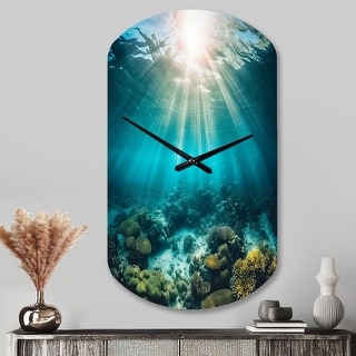 Designart - Underwater Coral IV - Coastal Large Wall Clocks - Nautical ...