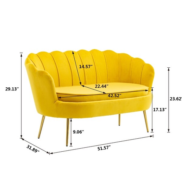Artechworks Contemporary Velvet Loveseat Chair with Gold Finished Metal Legs 2 Seat Sofa for Living Room Bedroom Home Office Bed Bath Beyond 37634120