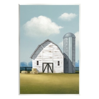 Stupell White Barn with Hay Stacks Wall Plaque Art Design by Lucca ...