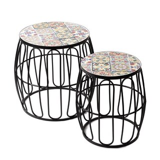 HomeView Design 18.5" and 16.5" H Round Multicolor Ceramic/Metal Indoor ...