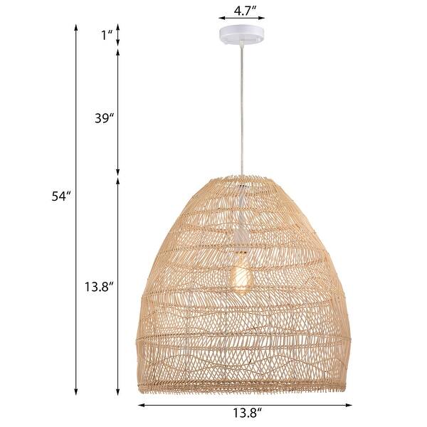 Natural Rattan Boho Farmhouse Hand-Woven Pendant Light for Dining Room ...