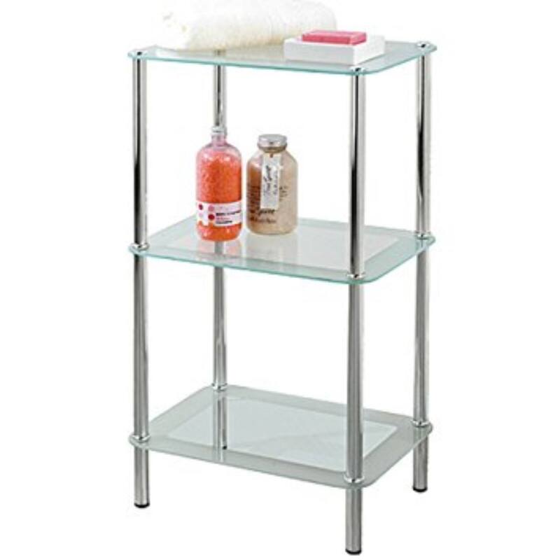 3-Tier Chrome Rectangular Frosted Glass Stand - Overstock - 34242356