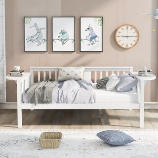 Full Size Daybed: Foldable Hand Rest and Backrest, Solid Wood Slats ...
