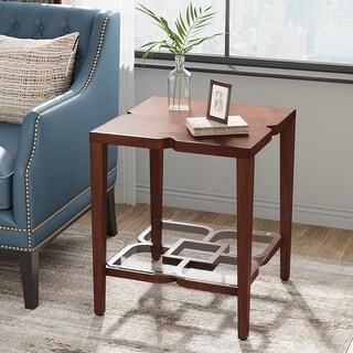 2-Tier Wood End Table with Glass Shelf - Bed Bath & Beyond - 39389299