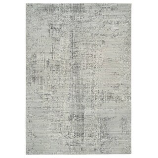 Shahbanu Rugs Light Gray, Hand Knotted, Modern Design, Hand Spun Undyed ...