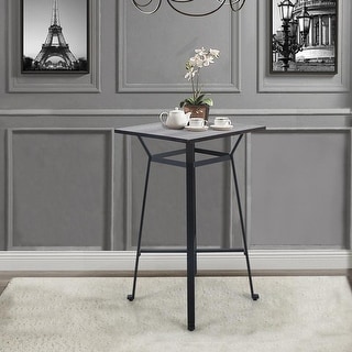 PHI VILLA Metal Bar Table, Square Bar Height Pub Table with Wood Top ...