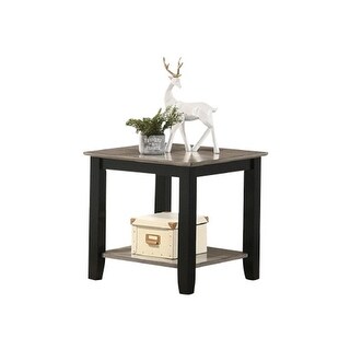 Dark brown end table solid wood open shelf table square shape table ...