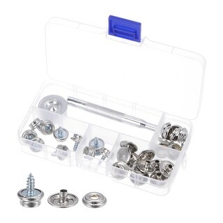 10 Sets Screw Snap Fasteners Kit 10mm Metal Snaps with Tool, Silver ...