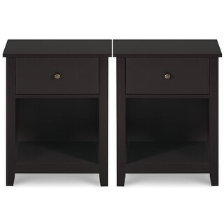 Black Nightstands with Drawer - Set of 2 Modern Bedroom Night Stands ...