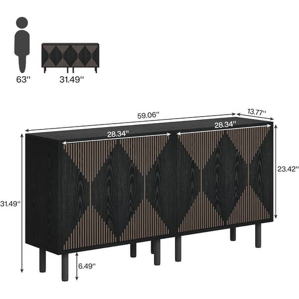 58 Inches Sideboard Buffet Cabinet with Doors Freestanding Storage ...