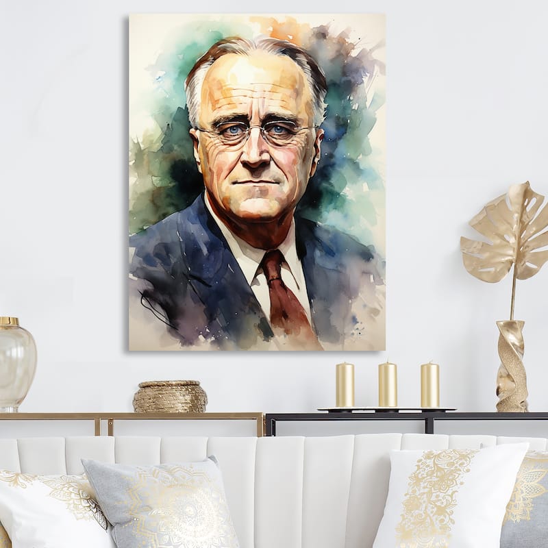 Designart "Franklin Roosevelt President Portrait" President/Political ...
