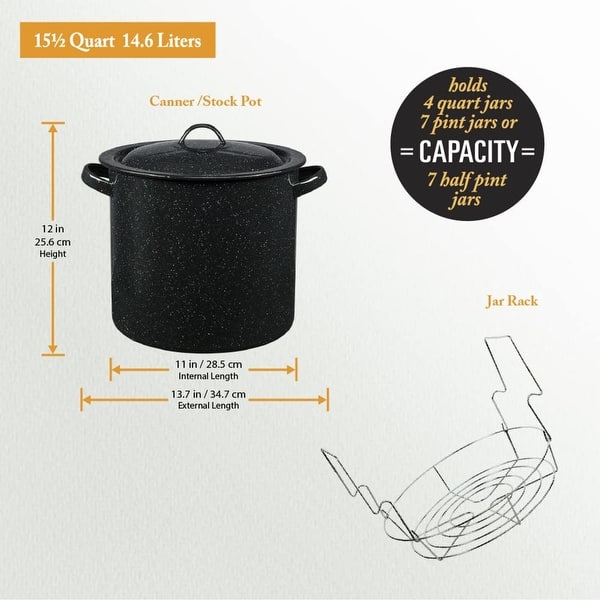 Granite Ware Speckled Black Waterbath Canner with Jar Rack - Bed Bath ...