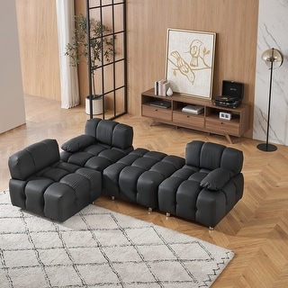 4 Seat Straight Row Sectional Sofa Set Convertible Sleeper Sofa Bed ...