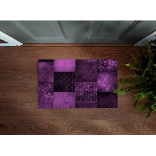 ECLECTIC BOHEMIAN PATCHWORK EGGPLANT AND MAUVE with Rubberized non-slip ...