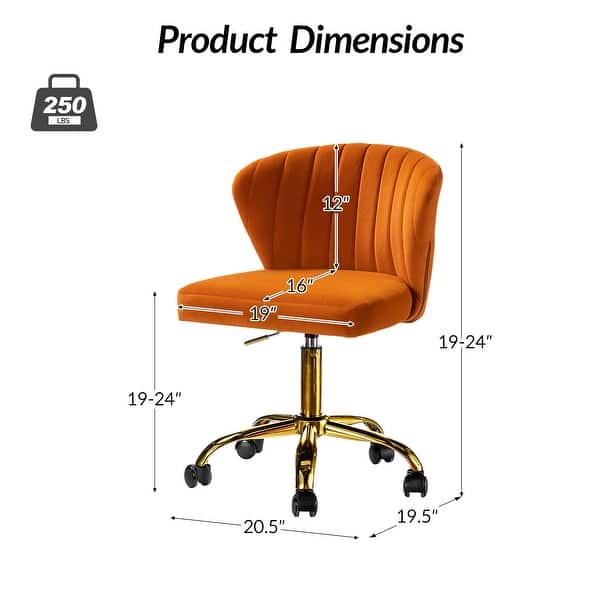 Ilia Modern Velvet Wingback 360 degree Ergonomic Office Task Chair with ...