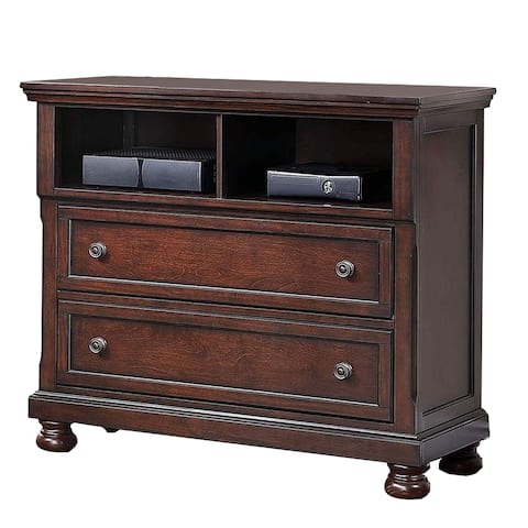 TV Chest with 2 Drawers and 2 Open Compartments, Brown - Overstock ...