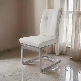 Gene 25 Inch Dining Chair, Set of 2, Cantilever, Vegan Leather, Off White - Bed Bath & Beyond ...