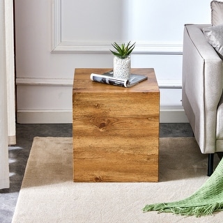Wood Grain Coffee Table Modern Sofa Side Table Cube Accent Display ...