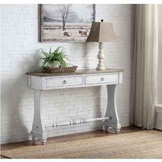 Antique white console table solid wood carminda table rectangular ...