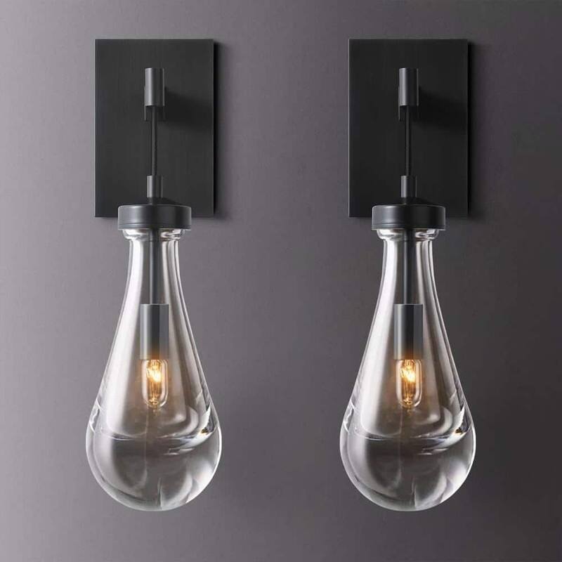 KAYLA 5in. 1-Light Black Wall Sconce, Raindrop Wall Lighting with Hand ...