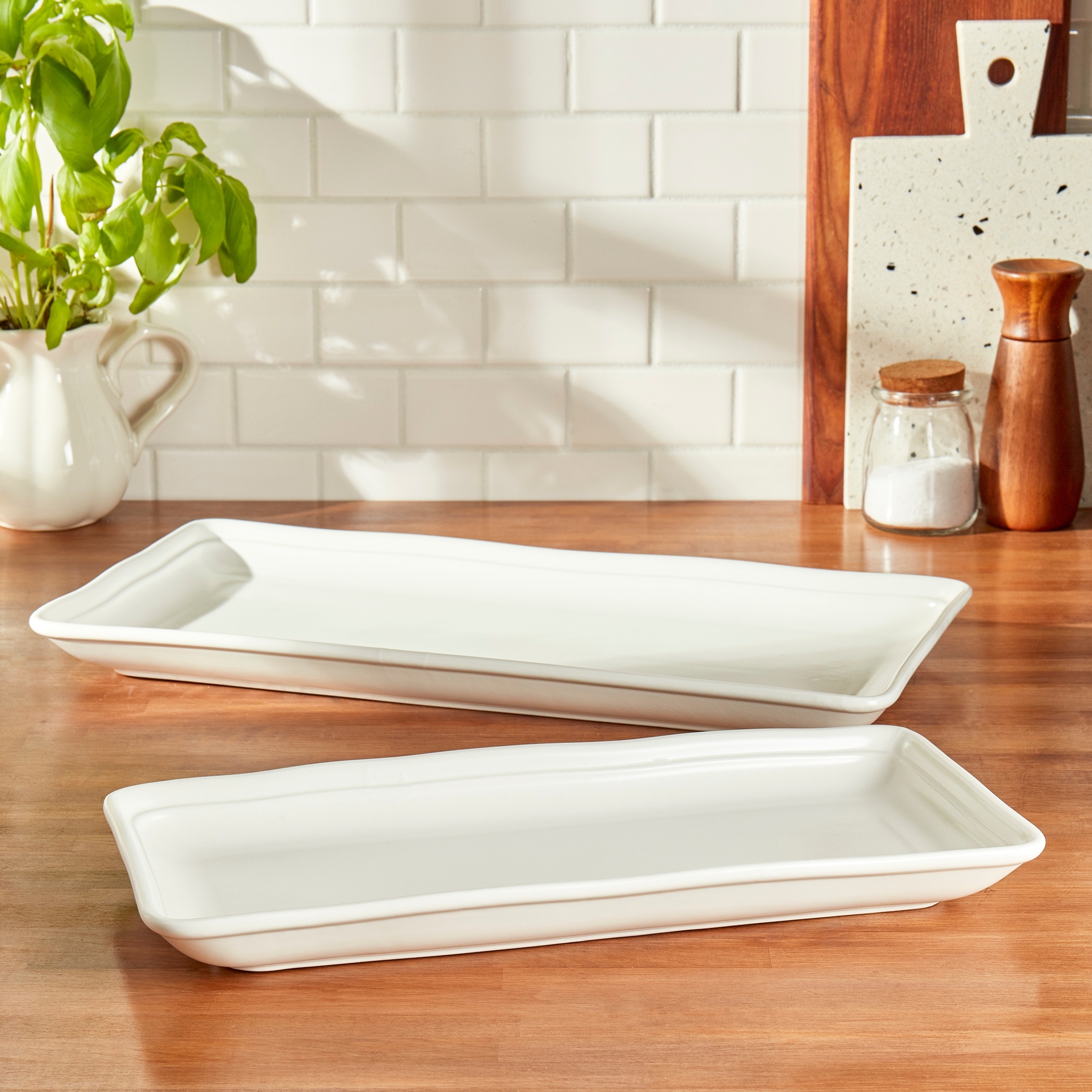 white ceramic rectangle plate