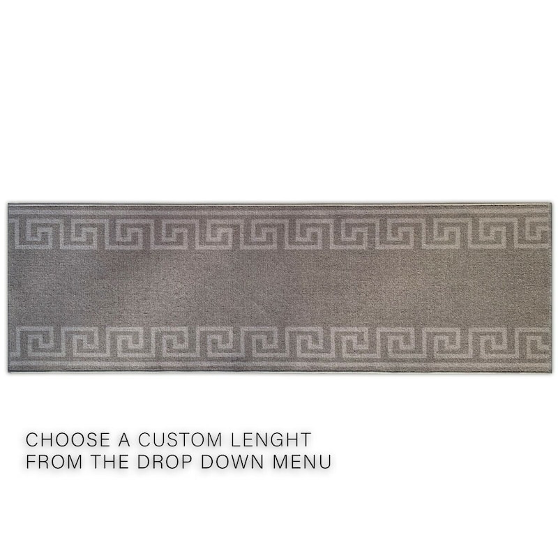 Custom Size Greek Key Design Gray, Dark Gray Color Non-Slip Rubber ...