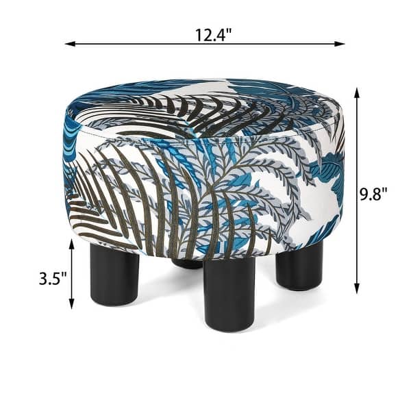 Adeco Small Round Ottoman Fabric Footrest Modern Padded Footstool - Bed ...