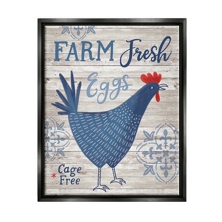 Stupell Farm Fresh Eggs Blue Rustic Chicken Planked Pattern Floater ...