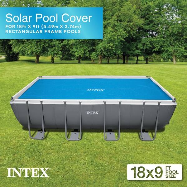 Intex Solar Pool Cover for 18' x 9' Rectangular Frame Swimming Pools ...