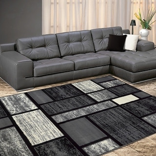 Grey White Area Rug Modern Design with Abstract Paint Effect - Bed Bath ...