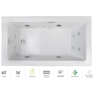 Jacuzzi Elara 60" Drop-In Whirlpool Bathtub with Right Drain, Whisper+ ...