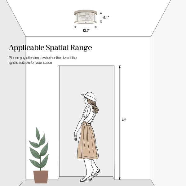 2-Light Flush Mount Water Rippled Glass Ceiling Light with Metal Frame ...