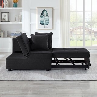 Armless Sleeper Sofa Bed, Black Pull Out Chaise Lounge - Bed Bath ...