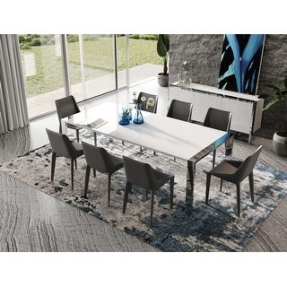 Modrest Fauna Modern White High Gloss & Stainless Steel Chrome Dining ...