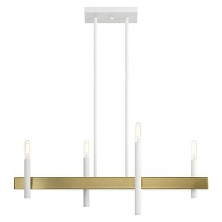 Livex Lighting 4 Light White Linear Chandelier, 49334-03 - 28" L x 7.25 ...