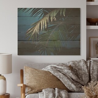 Designart "Sapphire Solitude Palm Tree Night" Palms & Palm Trees Wood ...