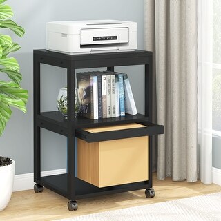 Mobile Printer Stand with Open Shelf, File Cabinet for Letter Size File ...