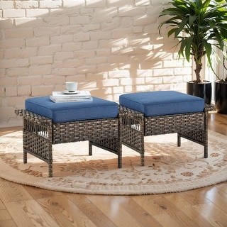 Gymojoy Outdoor Patio Wicker Rattan Ottoman - Bed Bath & Beyond - 42541474