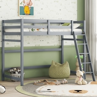 Americana Twin Size High Loft Bed with Inclined Ladder - Bed Bath ...